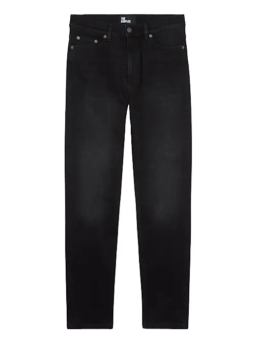 The Kooples Logo-patch Slim-leg Mid-rise Stretch-denim Jeans - Black Washed