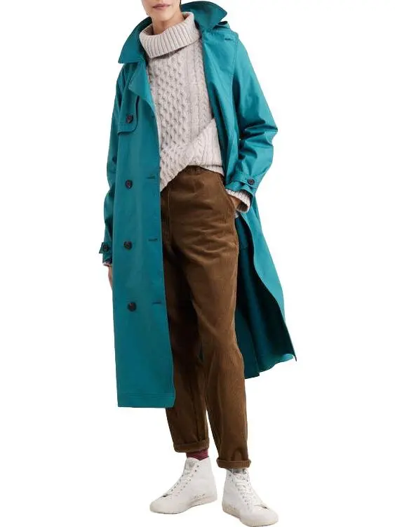 SEASALT CORNWALL Penweathers Waterproof Trench Coat - Lake Blue Green