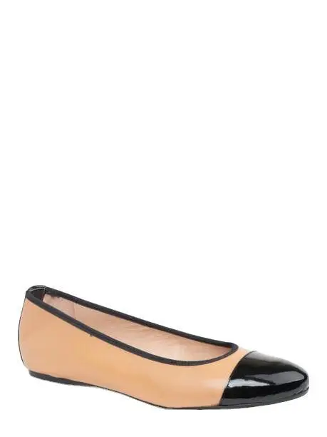PATRICIA GREEN Adele Cap-toe Wedge Pump - Beige/ Black Patent