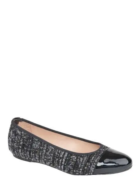 PATRICIA GREEN Adele Cap-toe Wedge Pump - Navy Tweed/ Black Patent