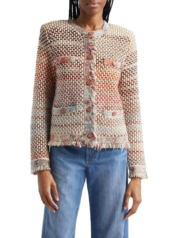 Veronica Beard Sariyah Ombré Knit Jacket - Red Multi