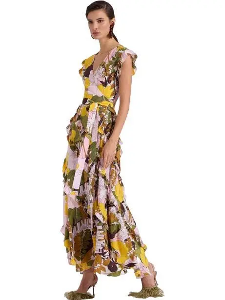 La DoubleJ Lollipop Wrap Dress - Big Flower Rose Pink