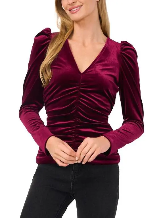CECE DUPRAZ Ruched Velvet Top - Majestic Wine