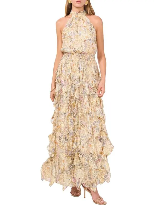 1.State Cascading Ruffle Maxi Dress - Cathay Spice