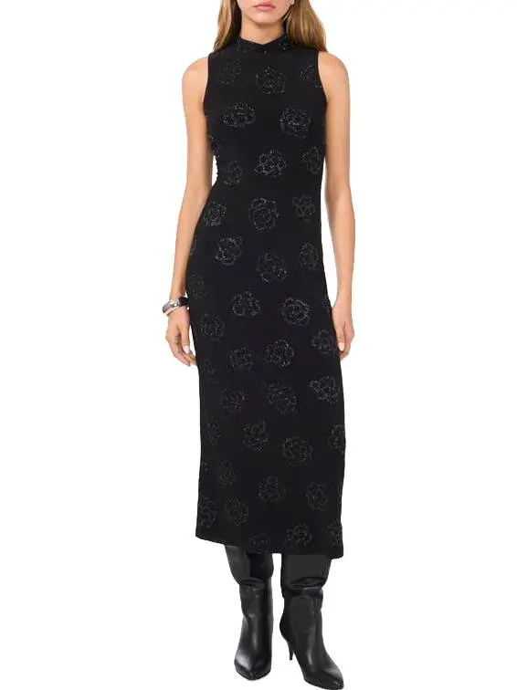 1.State Mock Neck Sleeveless Midi Dress - Rich Black