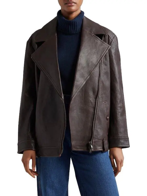 Veronica Beard Thandie Leather Jacket - Dark Chocolate