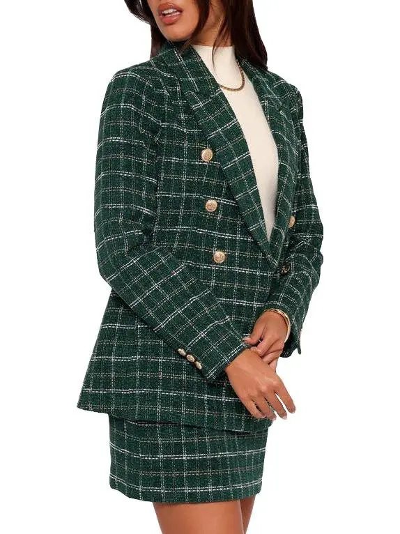 PETAL & PUP Jules Plaid Twill Blazer - Green