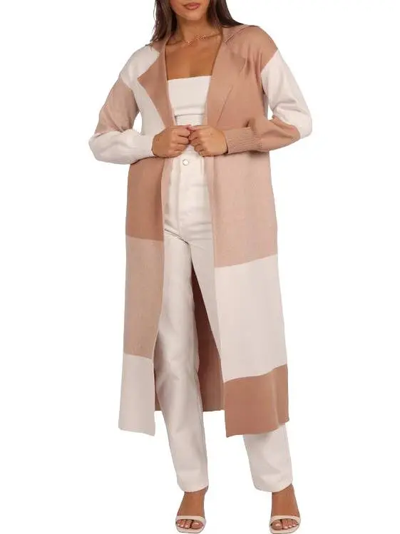 PETAL & PUP Kingston Check Long Cardigan - Beige Check