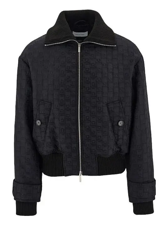 FERRAGAMO Blouson In Monogram Nylon - Black