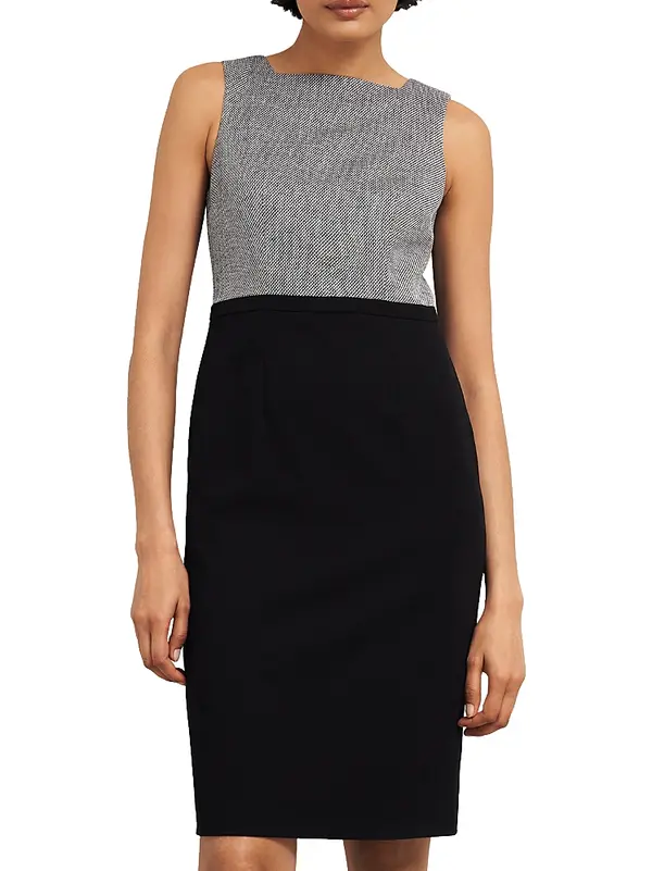 HOBBS LONDON Nyra Tweed Dress - Black Ivory