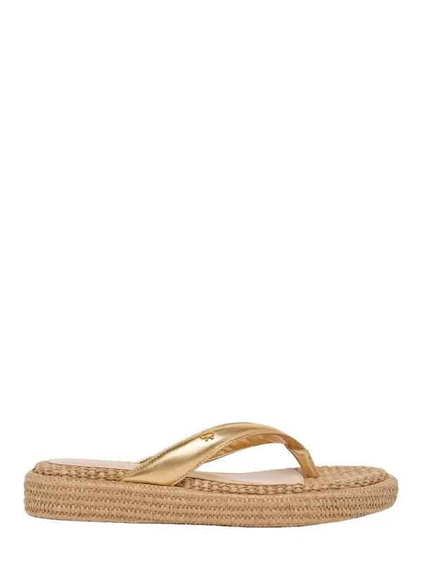 GIANVITO ROSSI Metallic Raffia Platform Sandals - Mekong Nude/naturale