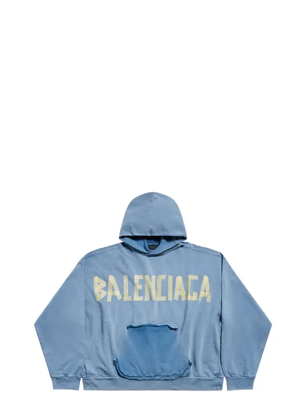 Balenciaga Cotton Logo Hoodie - Blue
