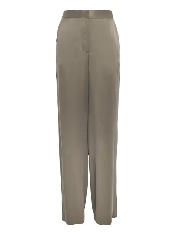 LAURA PITHARAS Silk Wide-leg Trousers - Beige