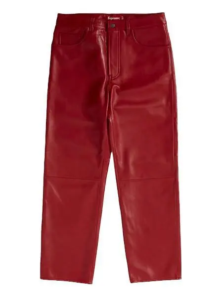 Supreme Leather 5-pocket Jean - Red
