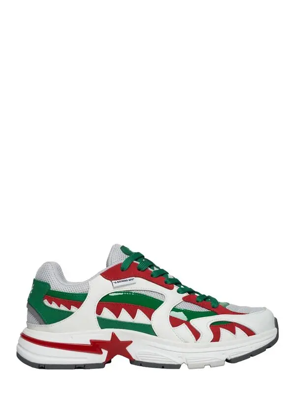 BAPE A Bathing Ape Shark Sta Italy Sneakers - White/red/green