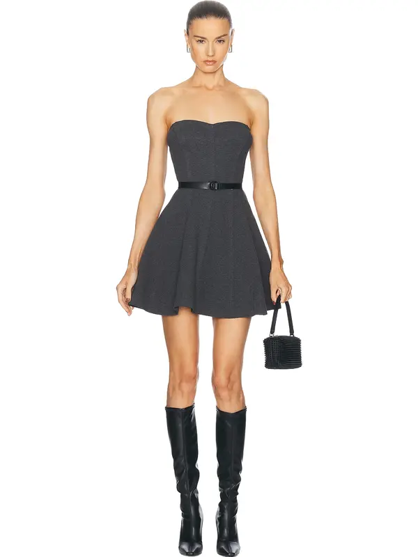 Norma Kamali Strapless Grace Mini Dress - Dark Heather Grey