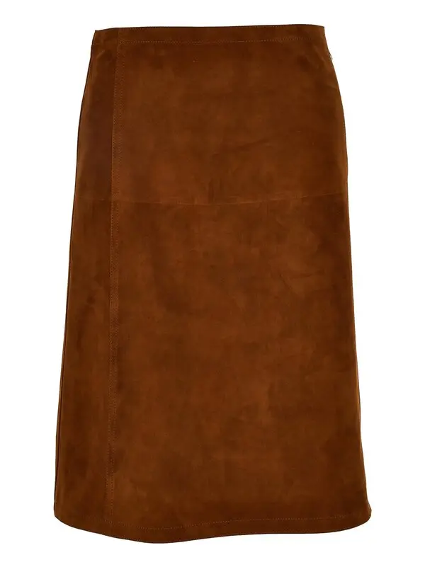 Versace Suede-effect Leather Knee-length Skirt - Brown