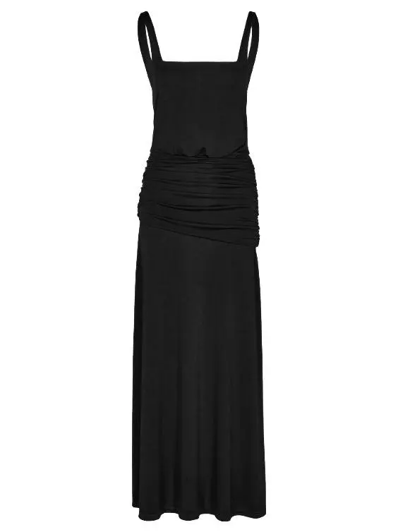 Johanna Ortiz Plant Of Joy Ruched Jersey Maxi Dress - Black