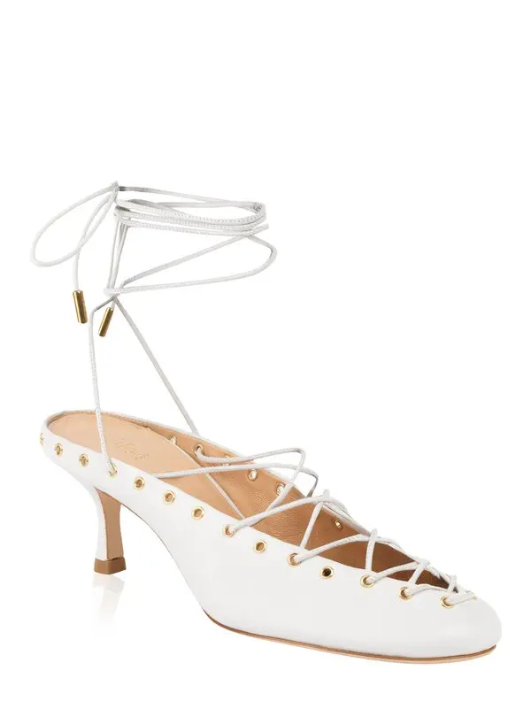 Chloé Ghilies Lace-up Leather Mules - White