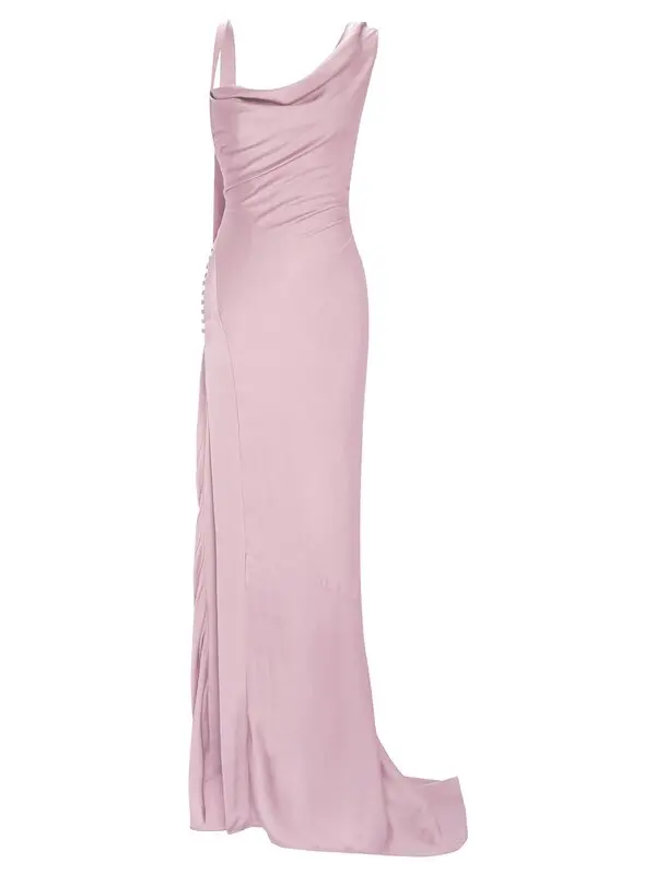 MARMAR HALIM Button-detail Silk Satin Gown - Pink
