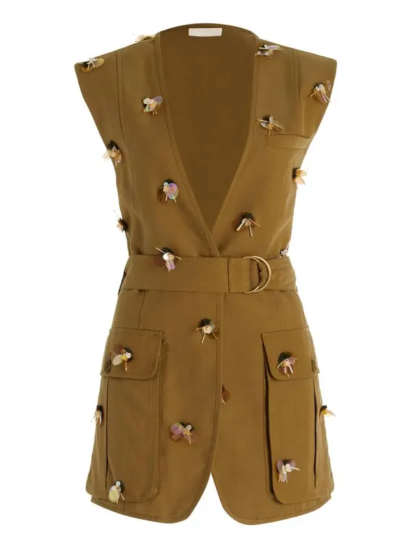 Ulla Johnson Twyla Embellished Utility Vest - Olive