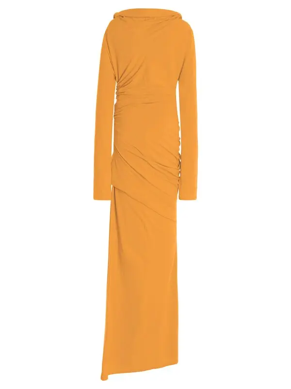 COLLEEN ALLEN Ruched Waist Cotton-blend Maxi Dress - Orange
