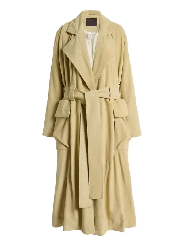 16Arlington Cinzia Suede Trench Coat - Yellow