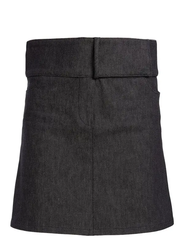 COURREGES Belted Denim Mini Skirt - Dark Grey