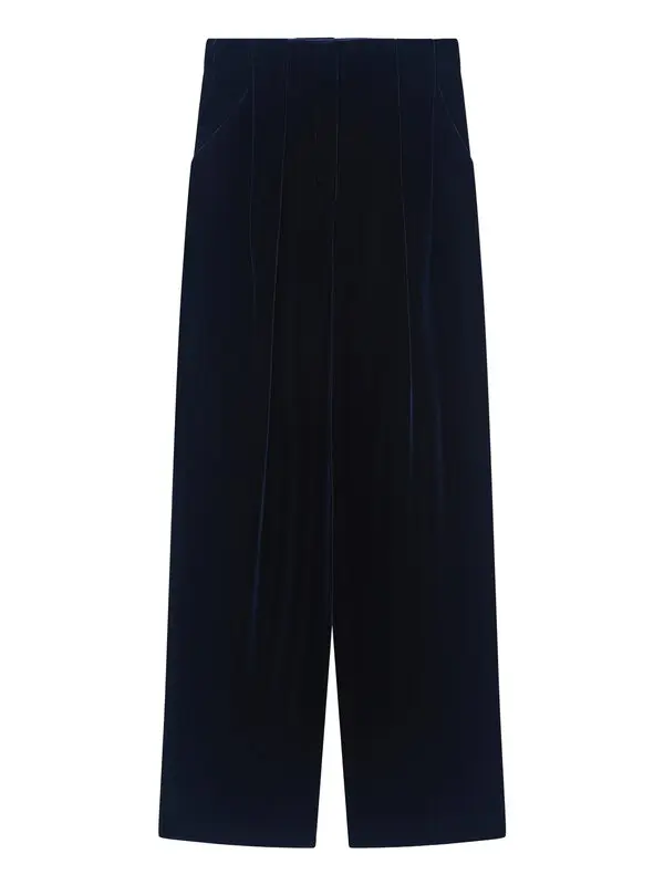 Giorgio Armani Double-darted Velvet Trousers - Blue