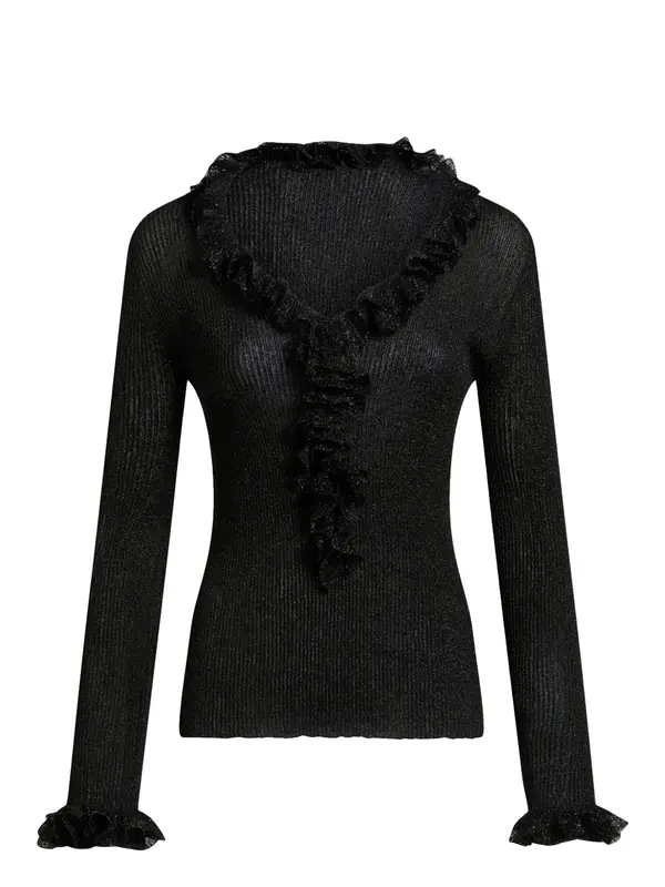 Etro Metallic Ruffled Jumper - Black