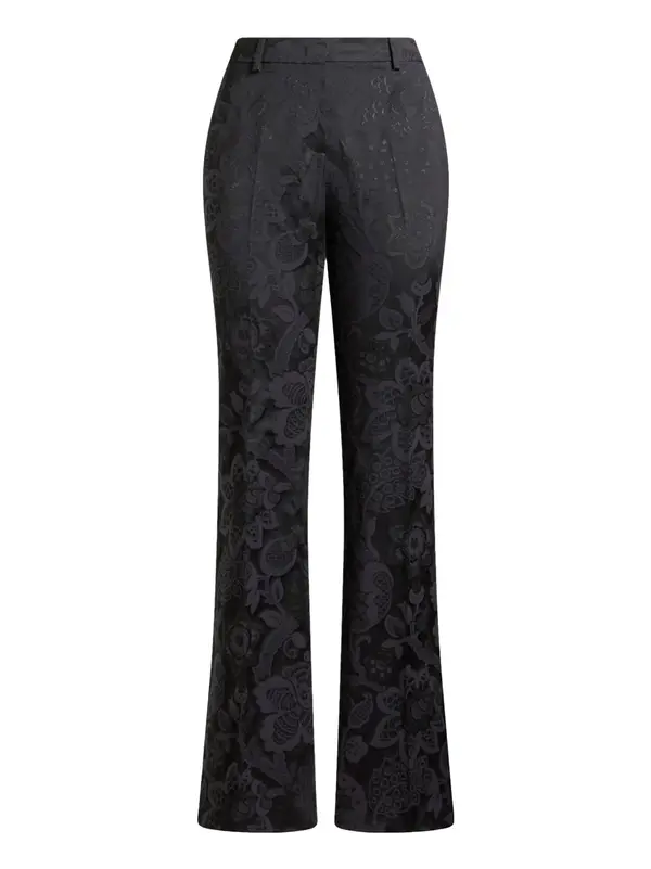 Etro Tonal-design Jacquard Trousers - Black