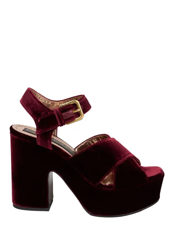 Etro 100mm Velvet Platform Sandals - Red