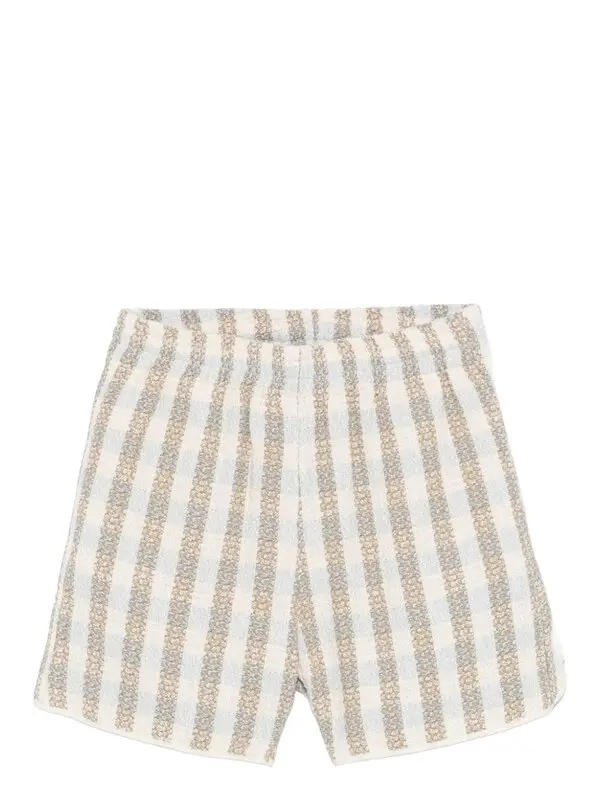 BLUE SKY INN Checked Bouclé Shorts - Neutrals