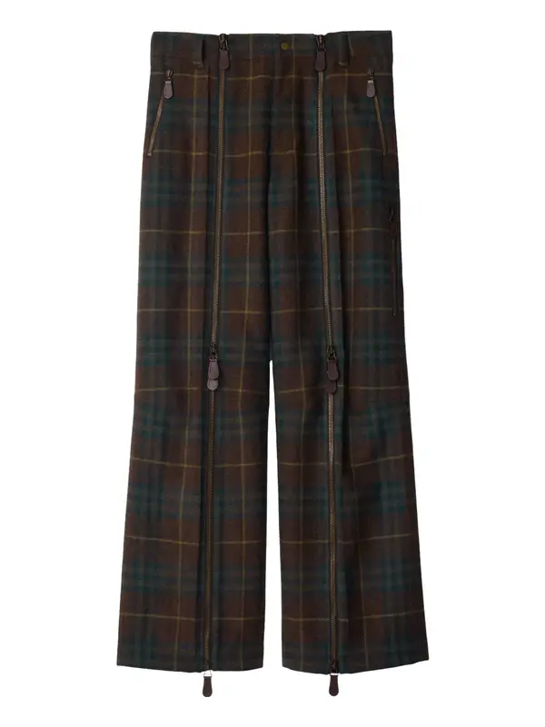 Burberry Checked Wool Trousers - Brown