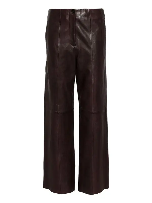 FORTE_FORTE Leather Straight-leg Trousers - Brown