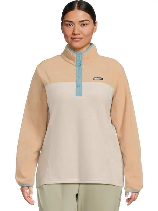 Columbia Fleece Pullover With Snap Closure - Tan