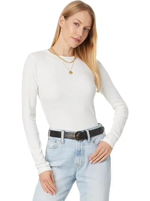 Madewell Modal Rib Long Sleeve Crew Neck - White
