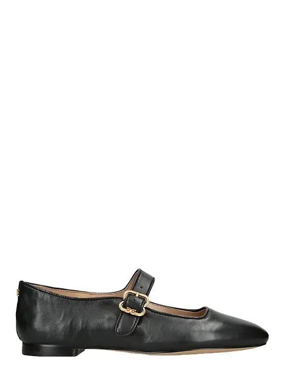 Sam Edelman Square-toe Leather Ballet Flats - Black