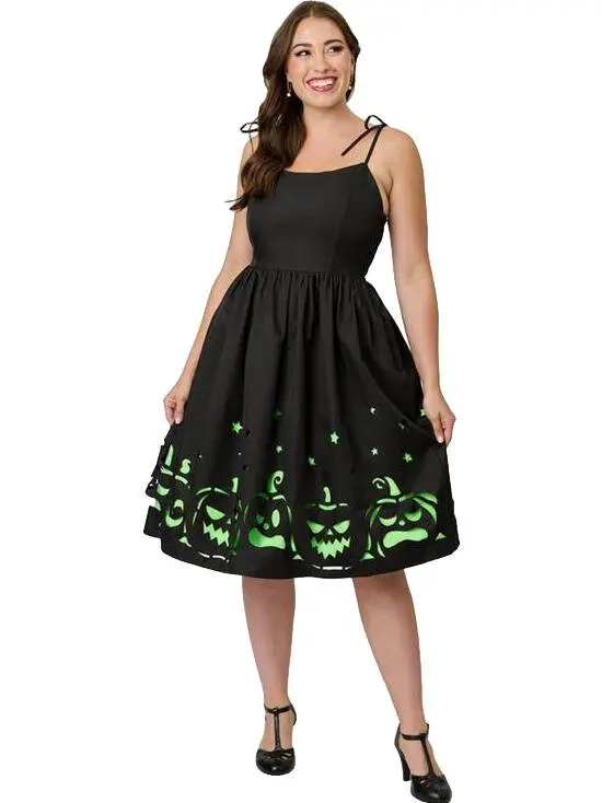 Unique Vintage Bobbie Swing Dress - Black