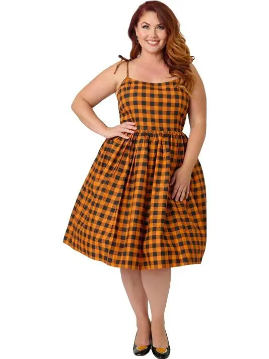 Unique Vintage 1950s Bobbie Swing Dress - Black/orange