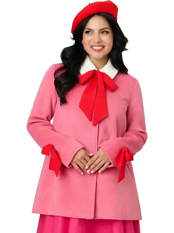 Unique Vintage Bow Topper Coat - Pink W/bows