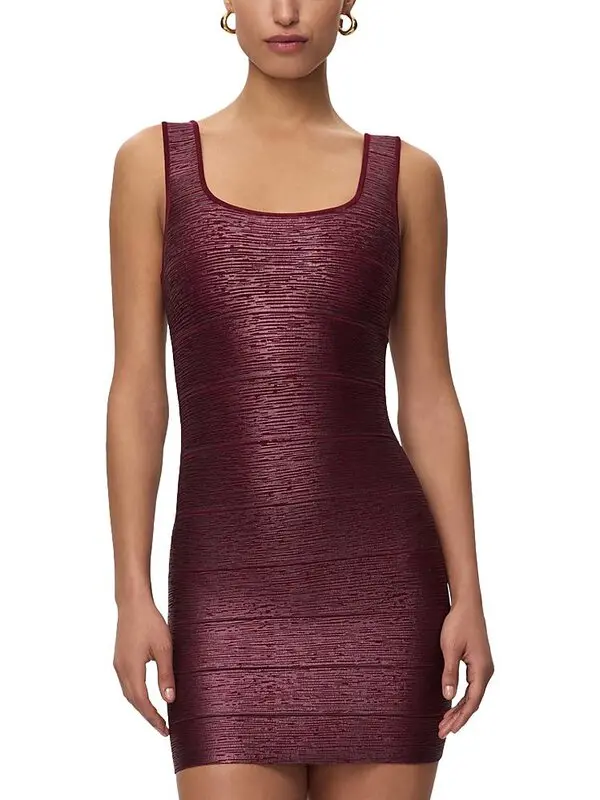 Herve Leger Gabriella Bodycon Dress - Dark Red Foil