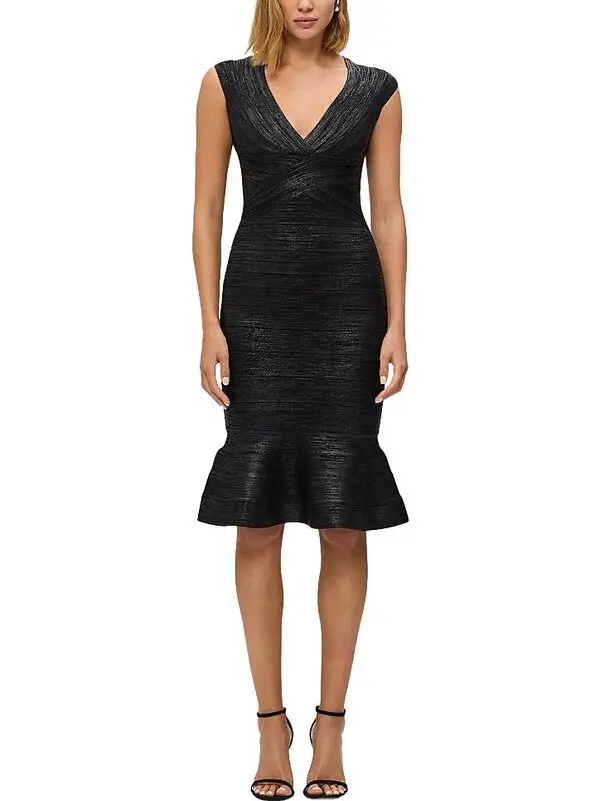 Herve Leger Metallic Sophie Dress - Black Foil