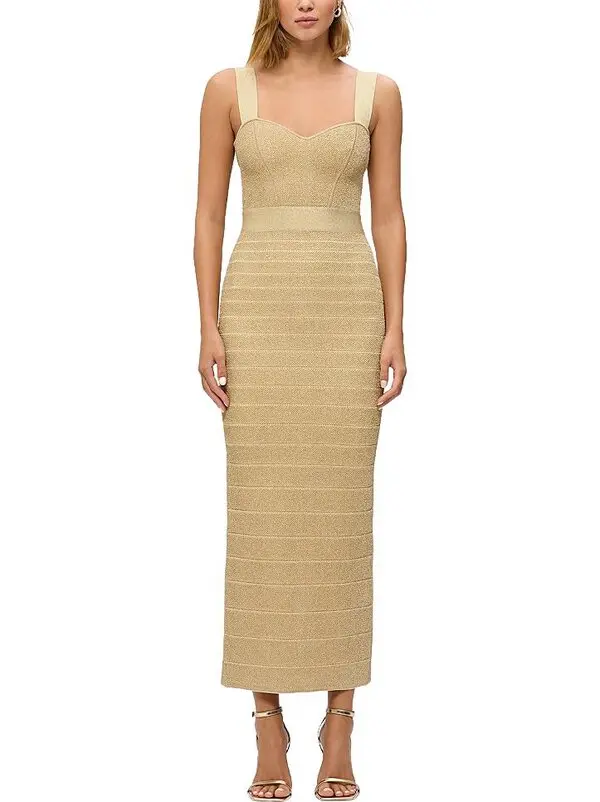 Herve Leger Metallic Eva Gown - Met Gold