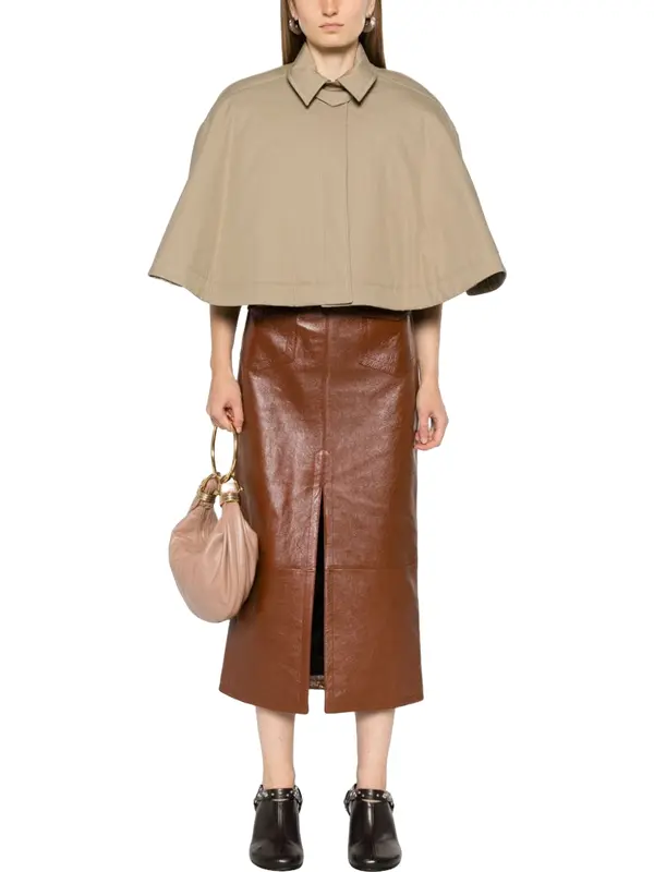 Chloé Cropped Gabardine Cape - Neutrals