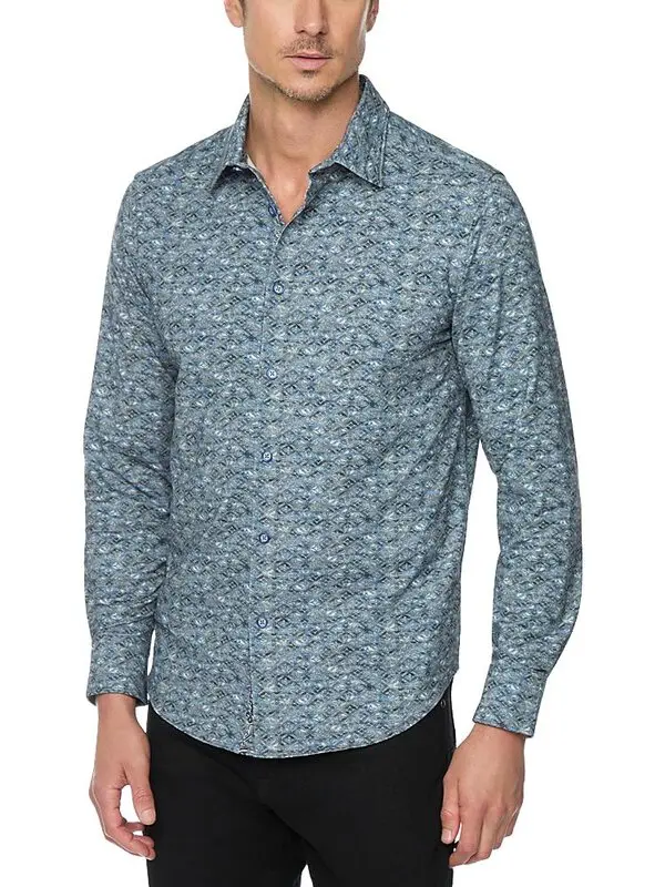 Robert Graham Claredon Printed Button Front Shirt - Grey