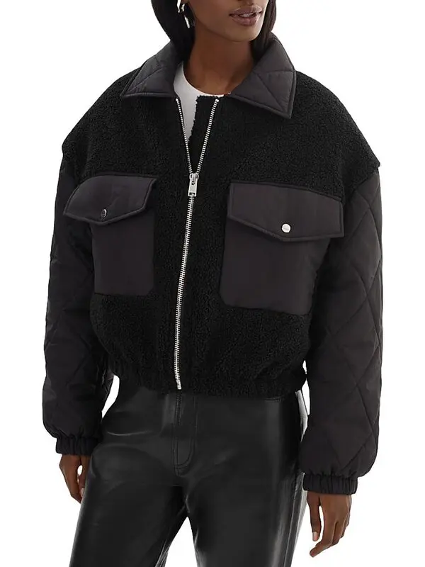 LAMARQUE Peyton Mixed Media Jacket - Black/silver