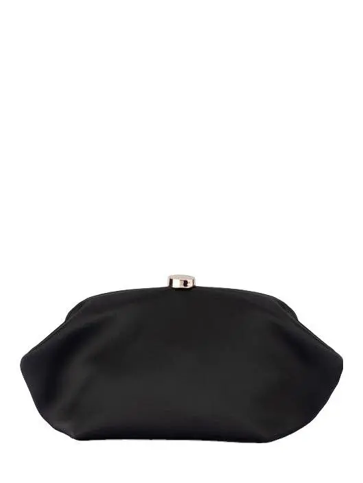 OLGA BERG Karina Satin Frame Clutch - Black