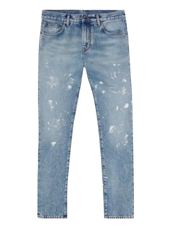 Off-White Diag Outline Paint Skinny Jeans - Vintage Blue