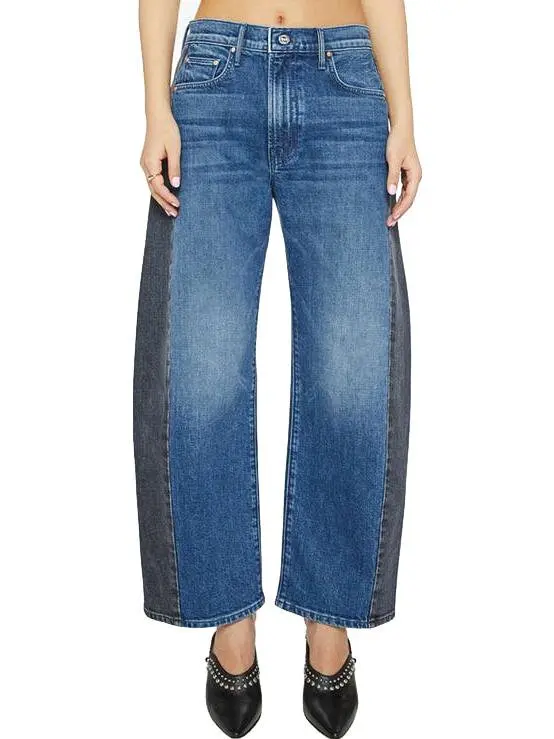 MOTHER Lil Half Pipe Flood High-waist Wide-leg Jeans - Black And Blue